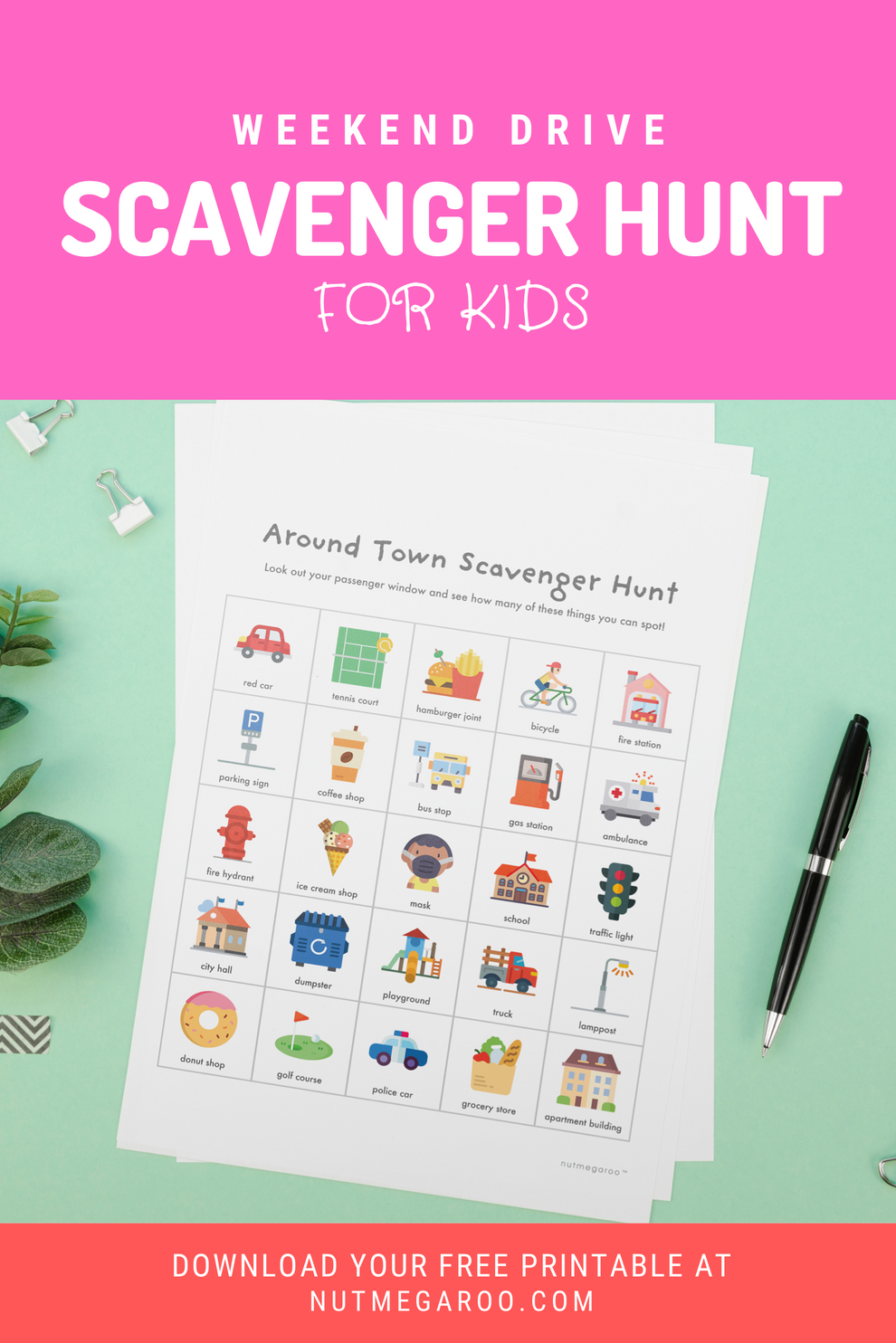 Weekend Drive Scavenger Hunt for Kids - FREE Printable – Nutmegaroo