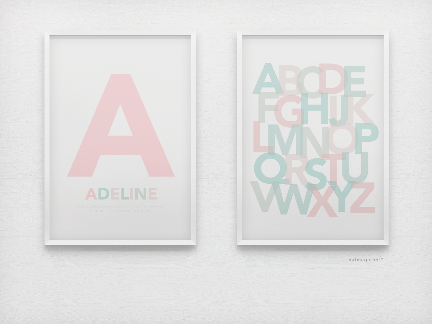 Kids Alphabet Poster + Personalized Name Art - Set of 2 – Nutmegaroo
