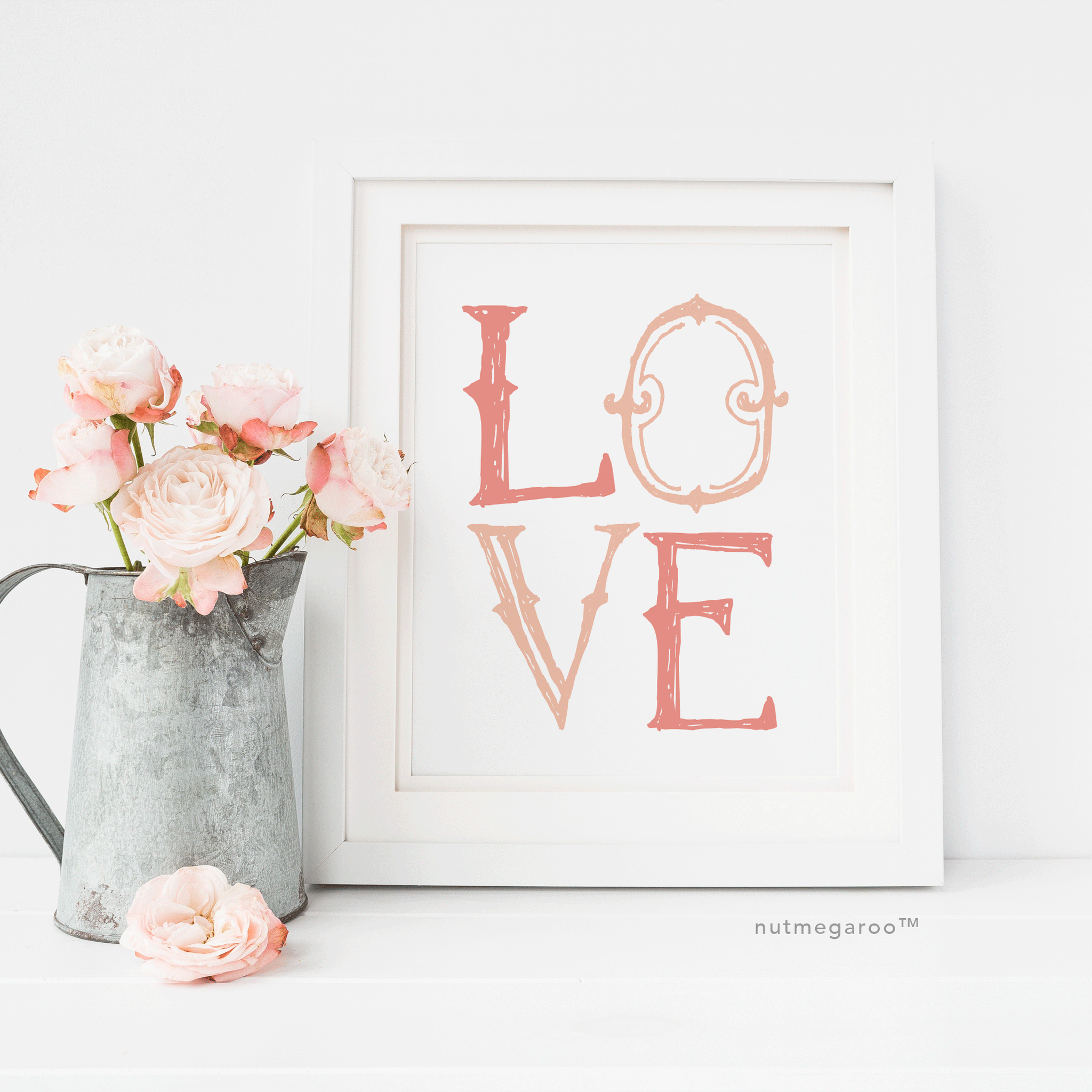Whimsical Love Art in Pink – Nutmegaroo